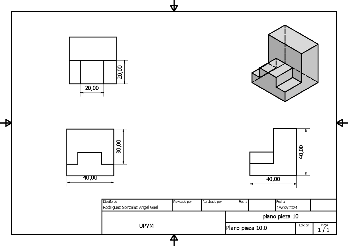 Plano pieza 10 - Dibujo Asistido Por Computadora - plano pieza 10 UPVM Plano pieza 10. Rodriguez ...