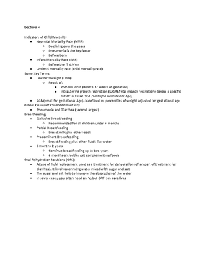 Lecture 5 - Taught by Vasanti Malik - Lecture 5 Importance of maternal ...