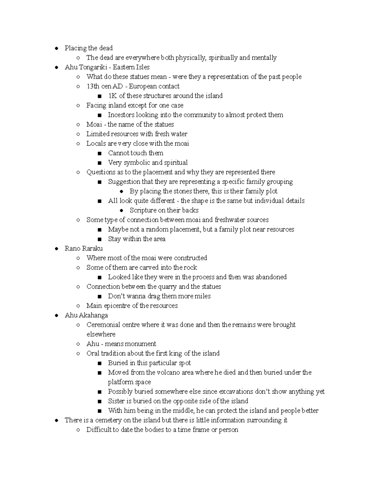 Oct 15 death in the landscape - placing the dead - ANTH 3540H - - StuDocu