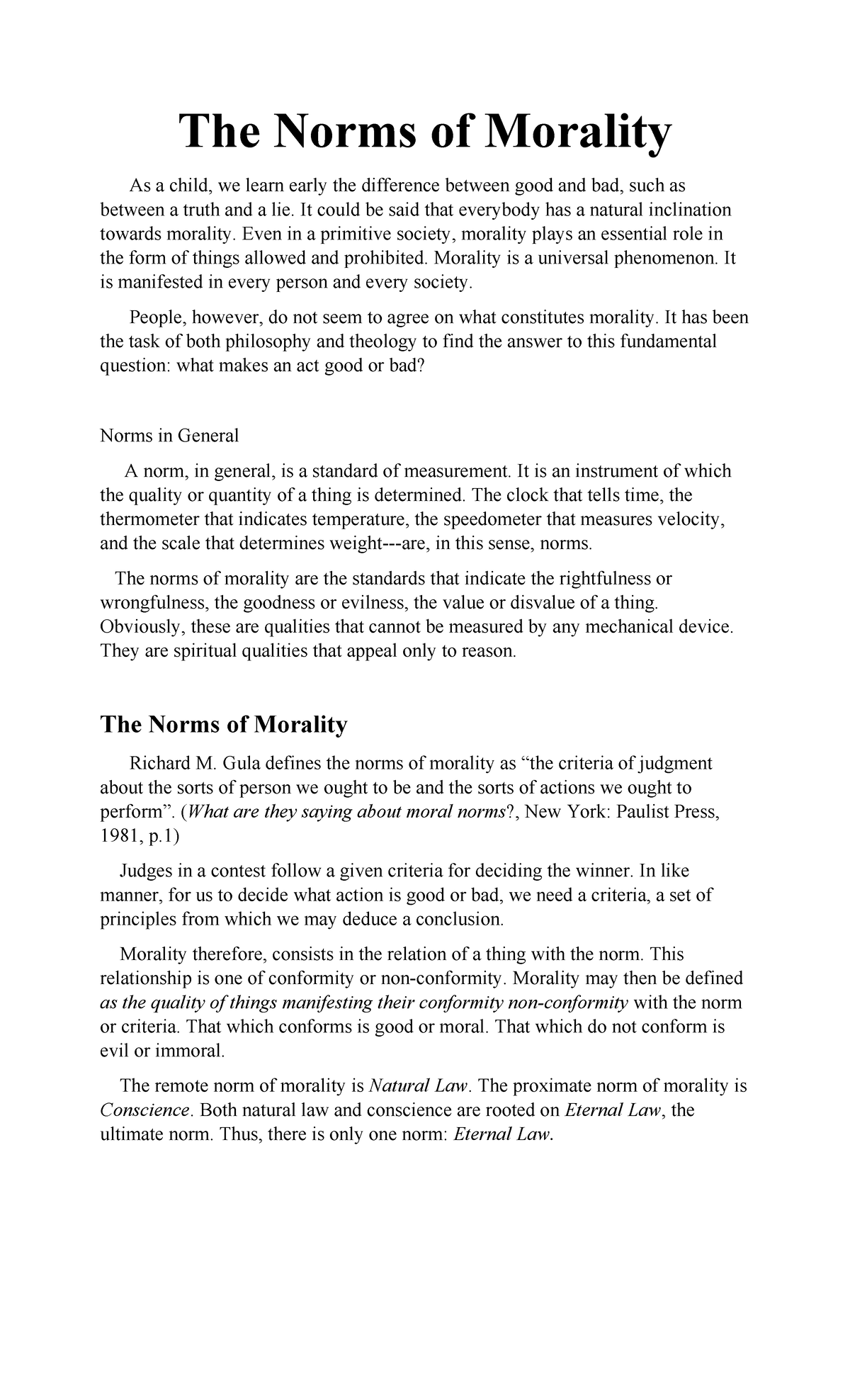 The Norms of Morality Ms Word - The Norms of Morality As a child, we ...