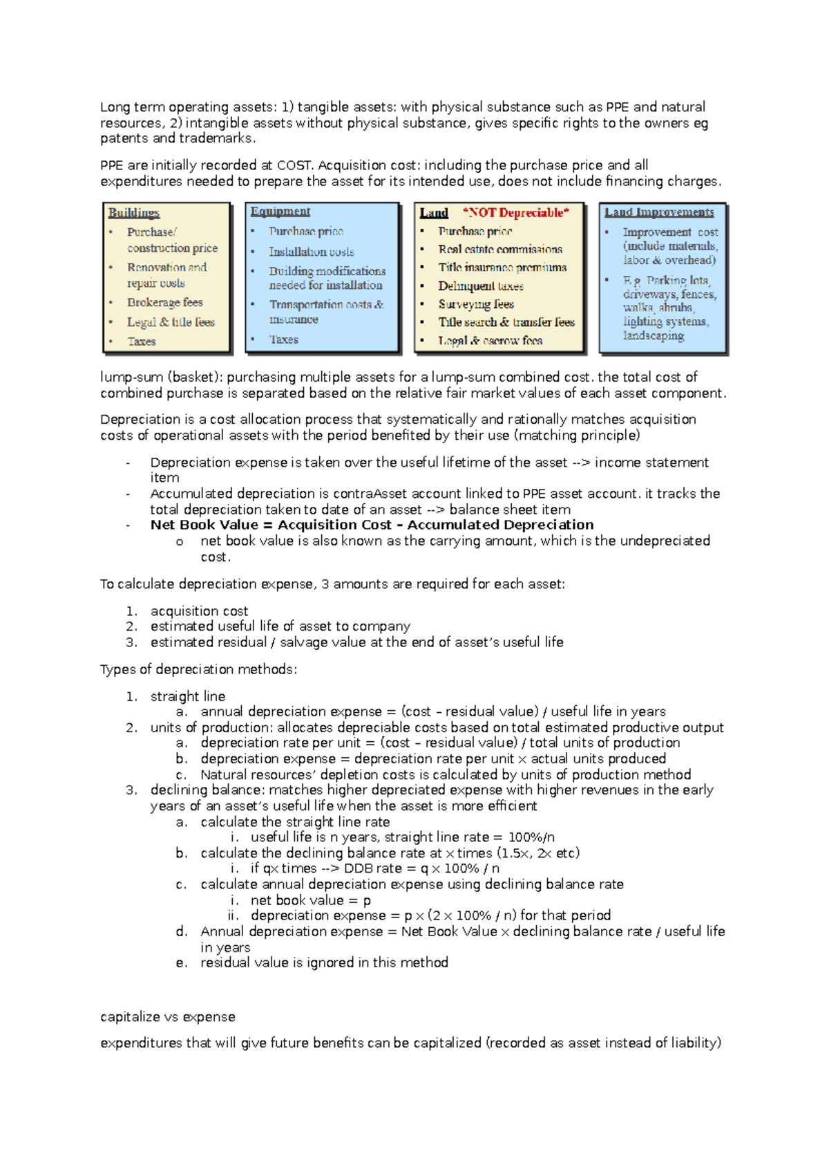 a summary of the stuff that is taught in class - Long term operating ...