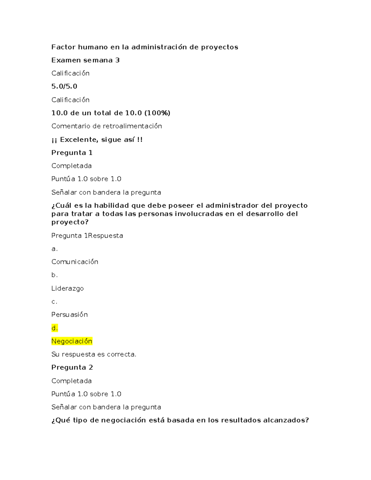 Factor humano en la administración de proyectos examen 3 - Factor humano en la administración de ...