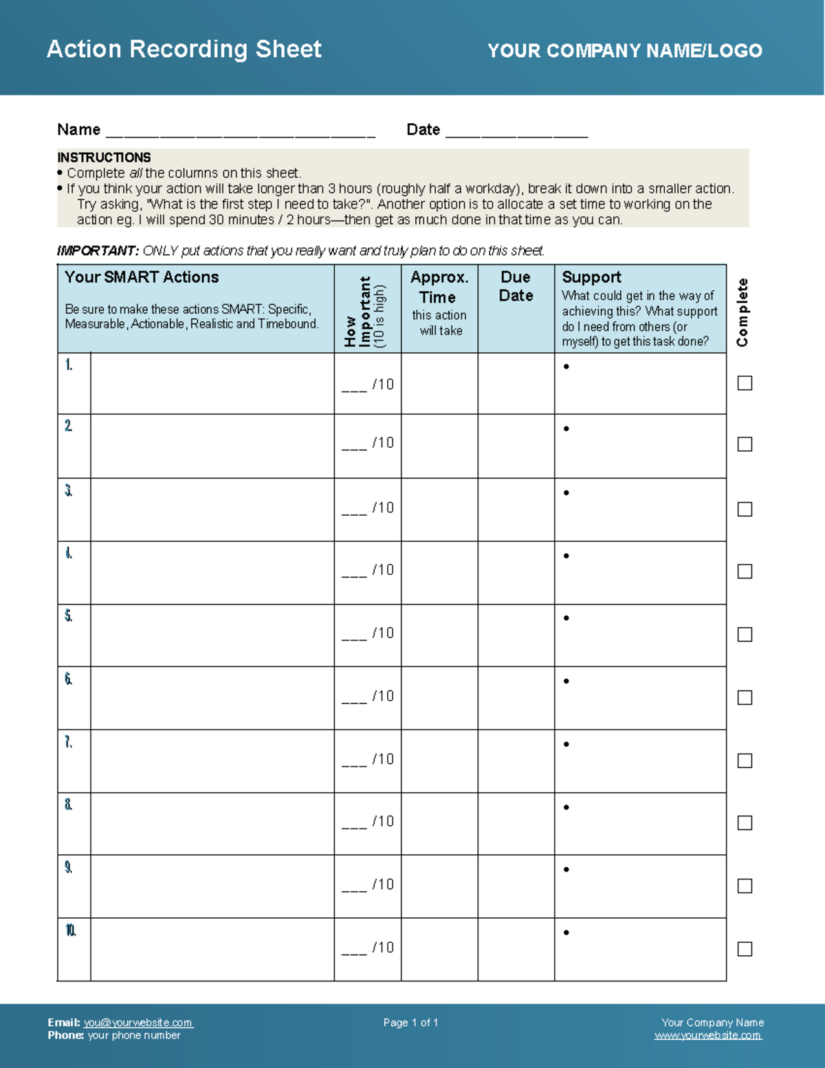 Client-Action-Sheet- Template NEW - Action Recording Sheet YOUR COMPANY ...