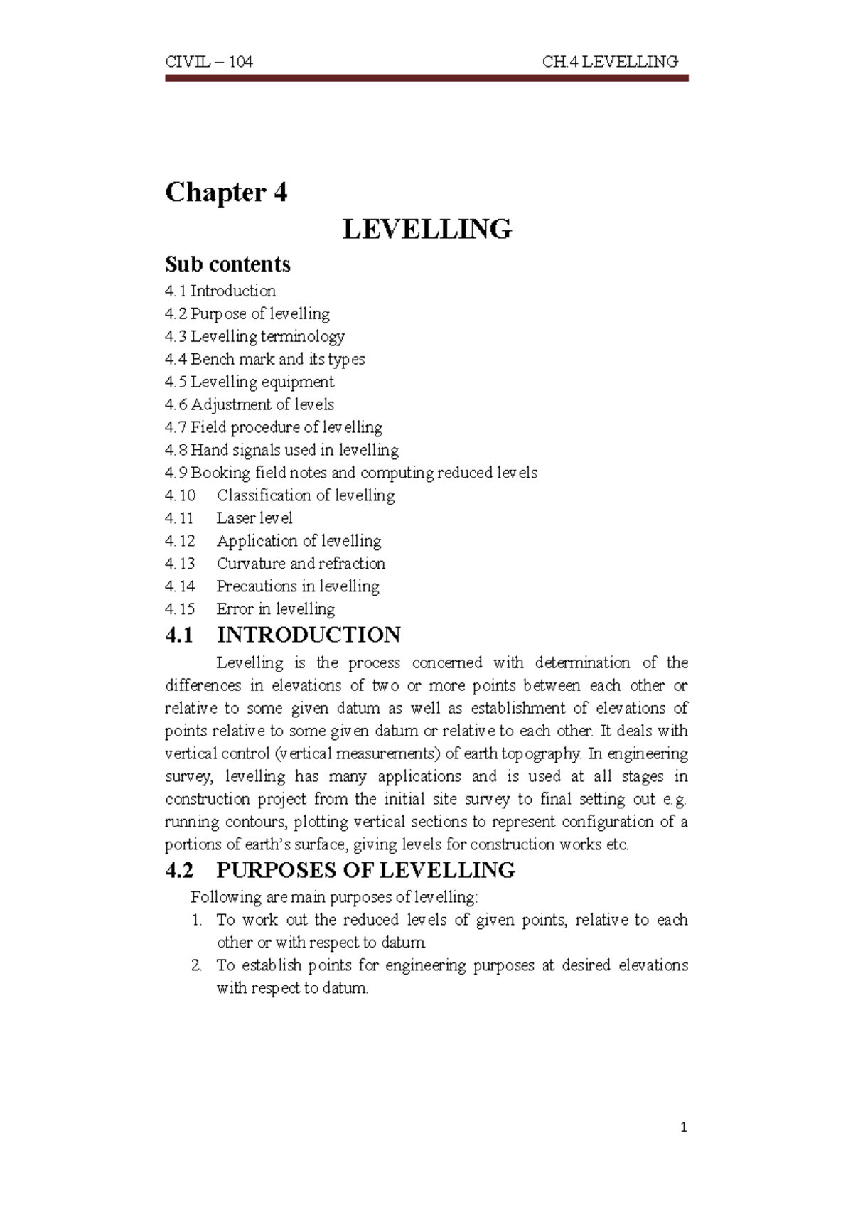 CH.4 Leveling final complete - Chapter 4 LEVELLING Sub contents 4 ...