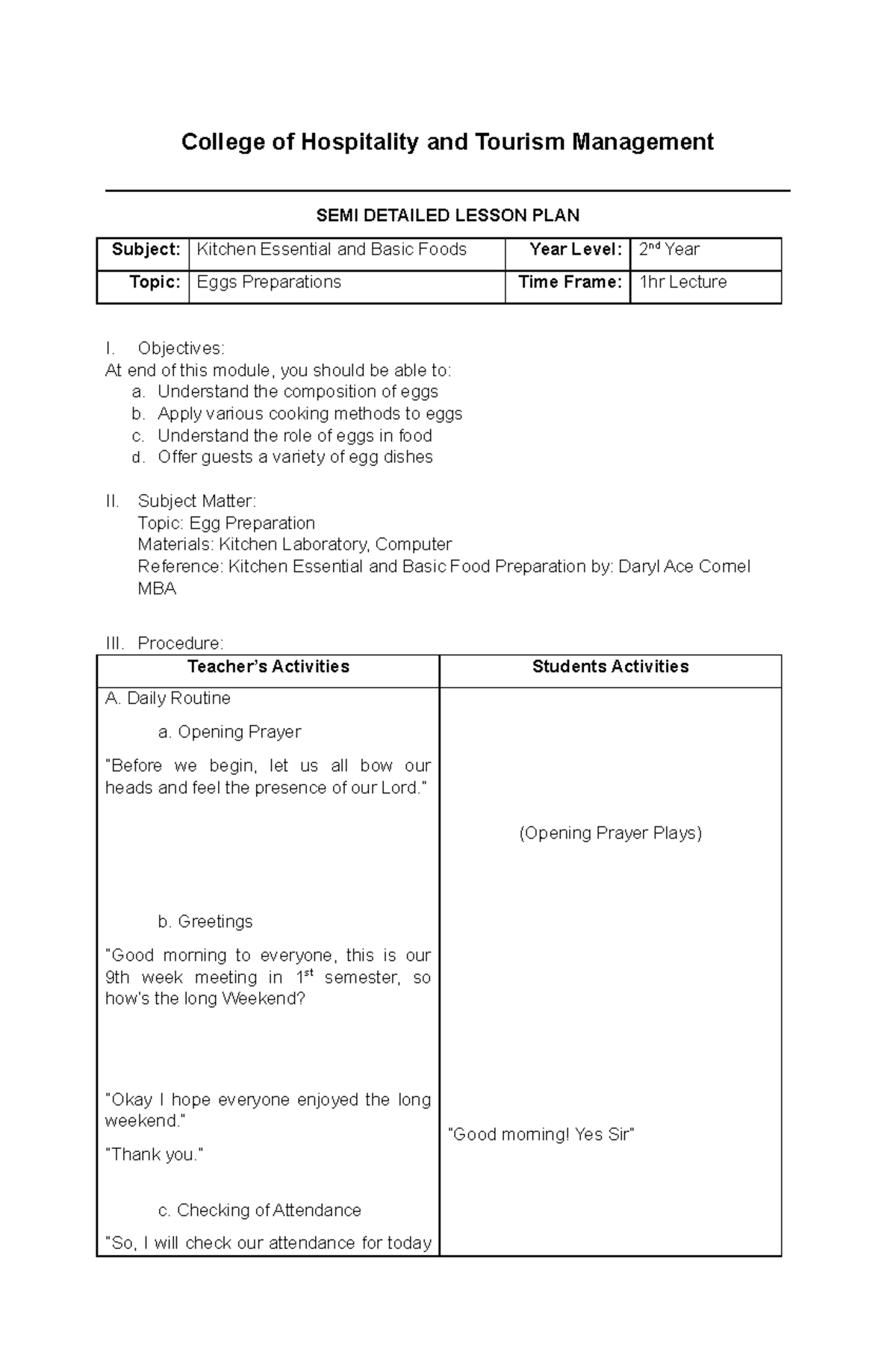 Food and beverages - College of Hospitality and Tourism Management SEMI ...