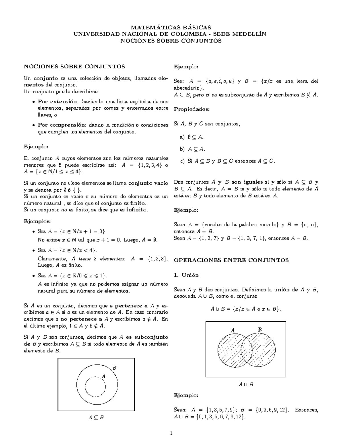 Guías - Matemáticas básicas - MATEM ́ATICAS B ́ASICAS UNIVERSIDAD ...