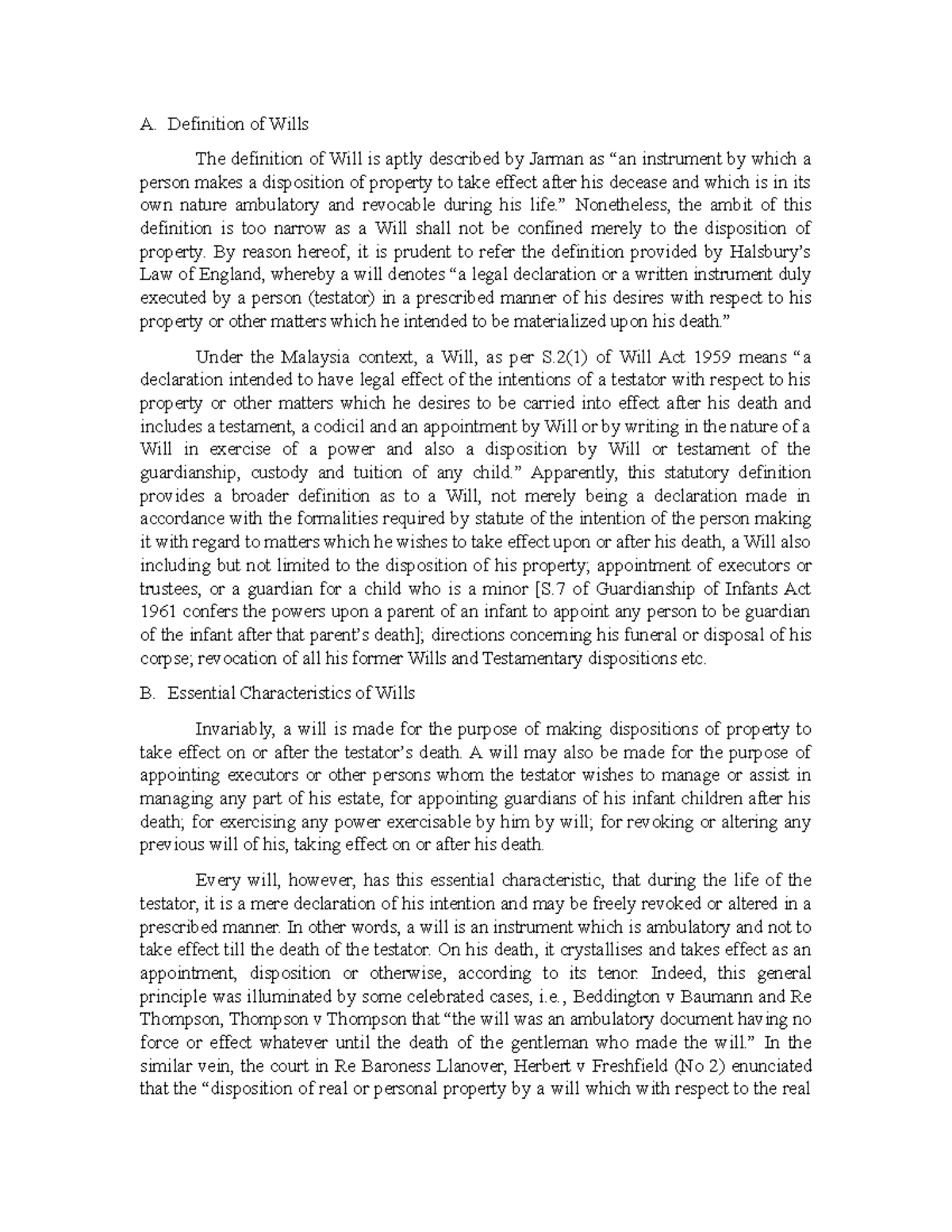 Will law of succession - definition and characteristic of will - A ...