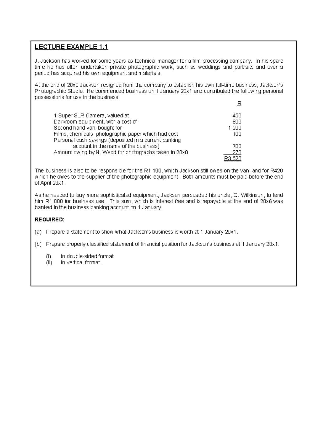 Lecture example 1 - LECTURE EXAMPLE 1 J. Jackson has worked for some ...