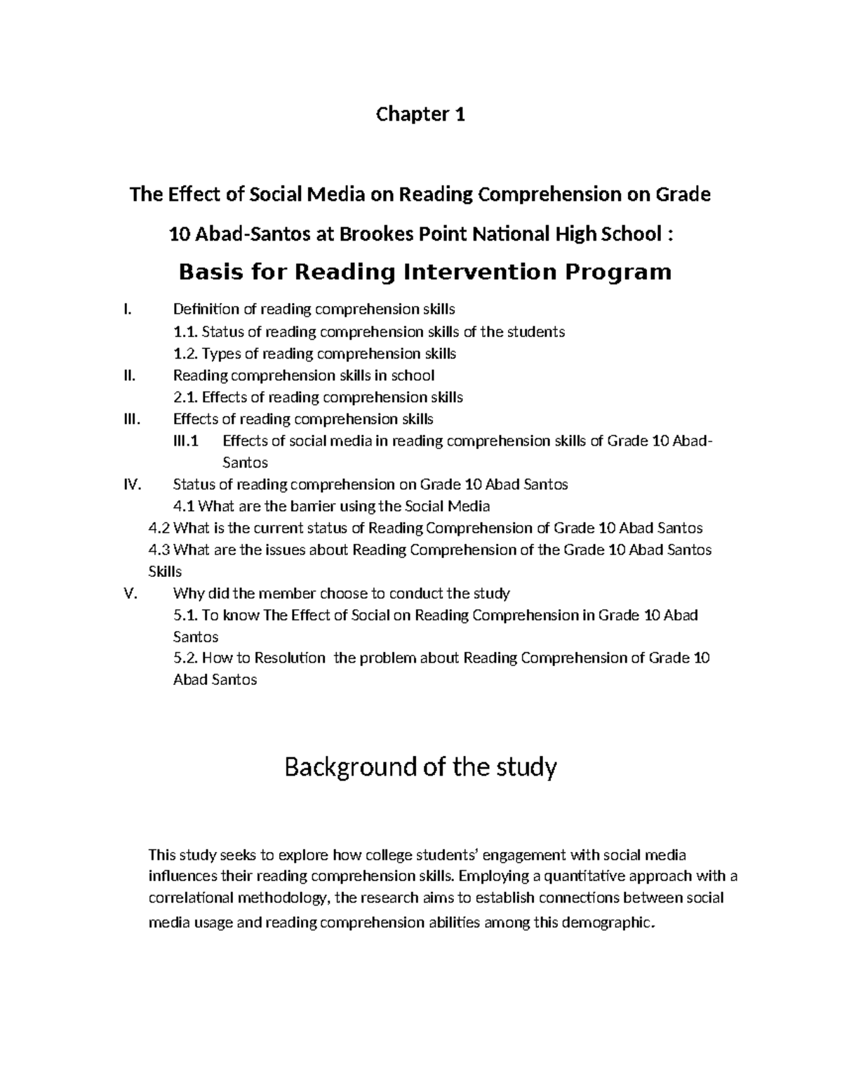 Outline-group-research - Chapter 1 The Effect of Social Media on ...