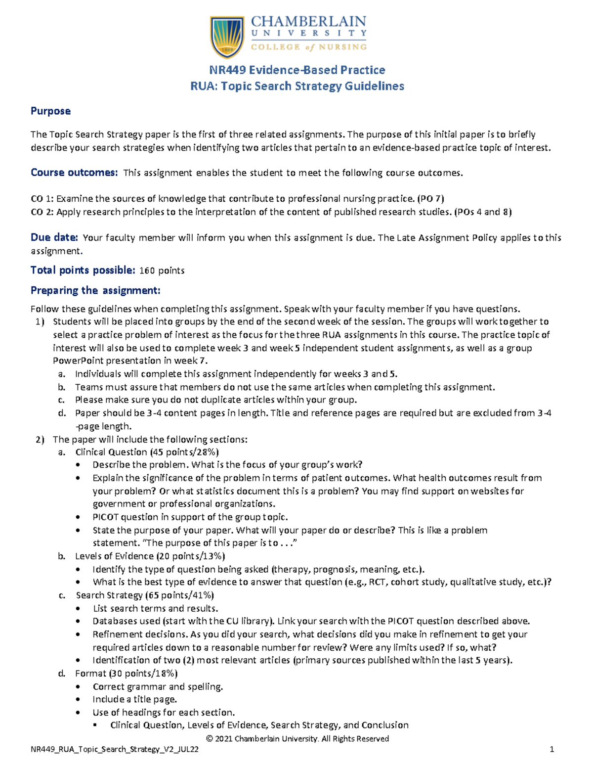 NR449 RUA - ... - NR449 Evidence-Based Practice RUA: Topic Search ...