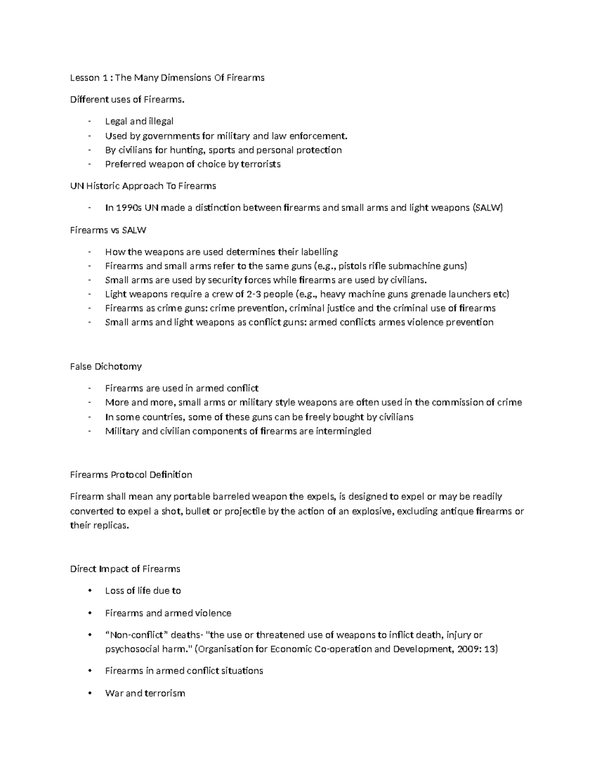 Lesson 1 - Lesson 1 : The Many Dimensions Of Firearms Different uses of ...