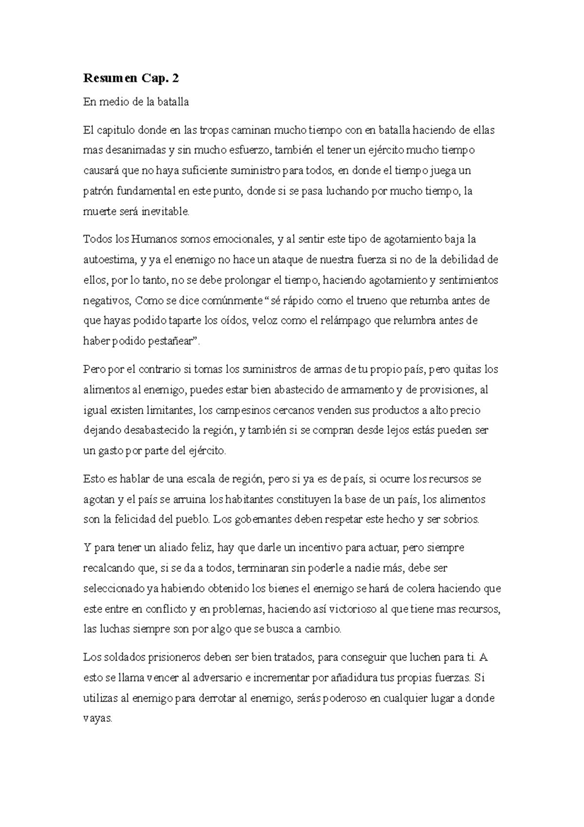 Resumen Cap 2 - Listo ya está para visualizar - Resumen Cap. 2 En medio de la batalla El ...