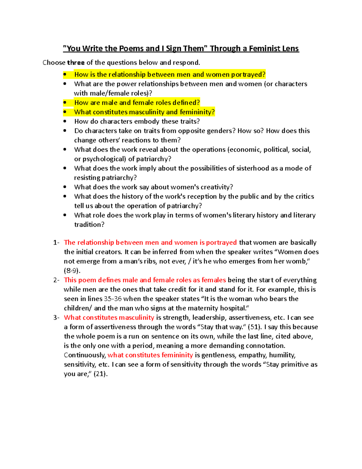 'You Write the Poems and I Sign Them' Feminist Lens - "You Write the ...