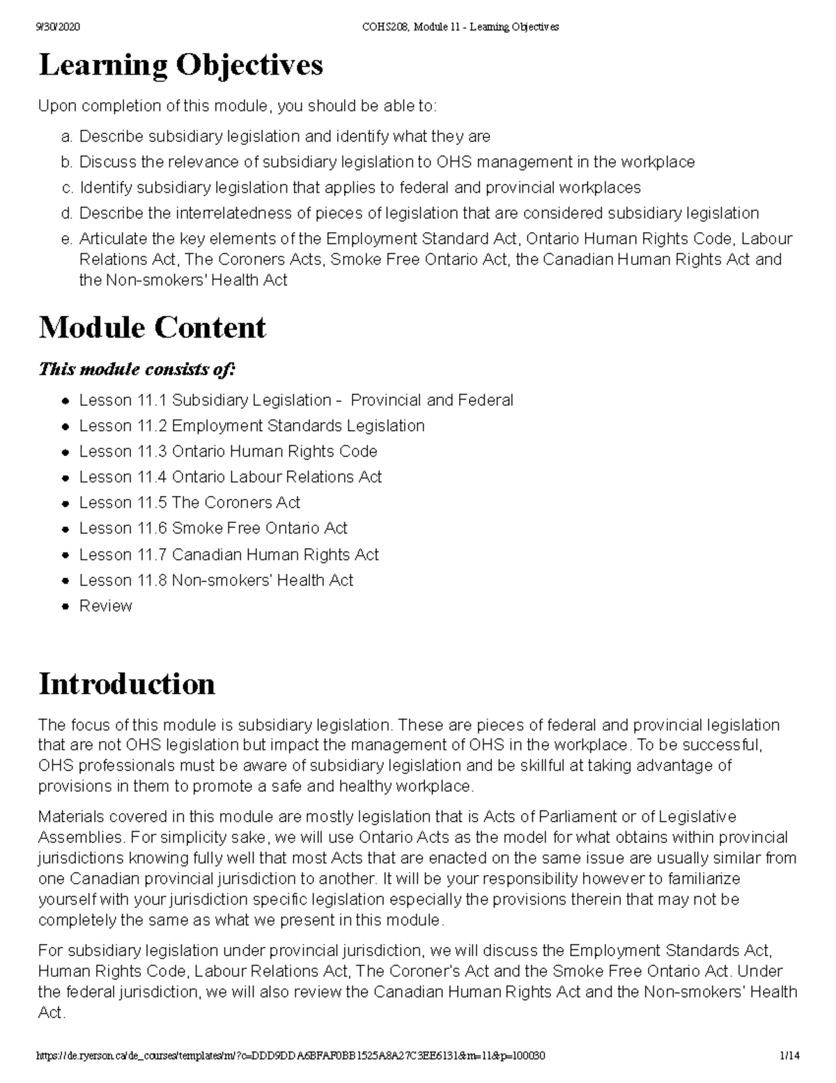 COHS208, Module 11 - Learning Objectives - Learning Objectives Upon ...