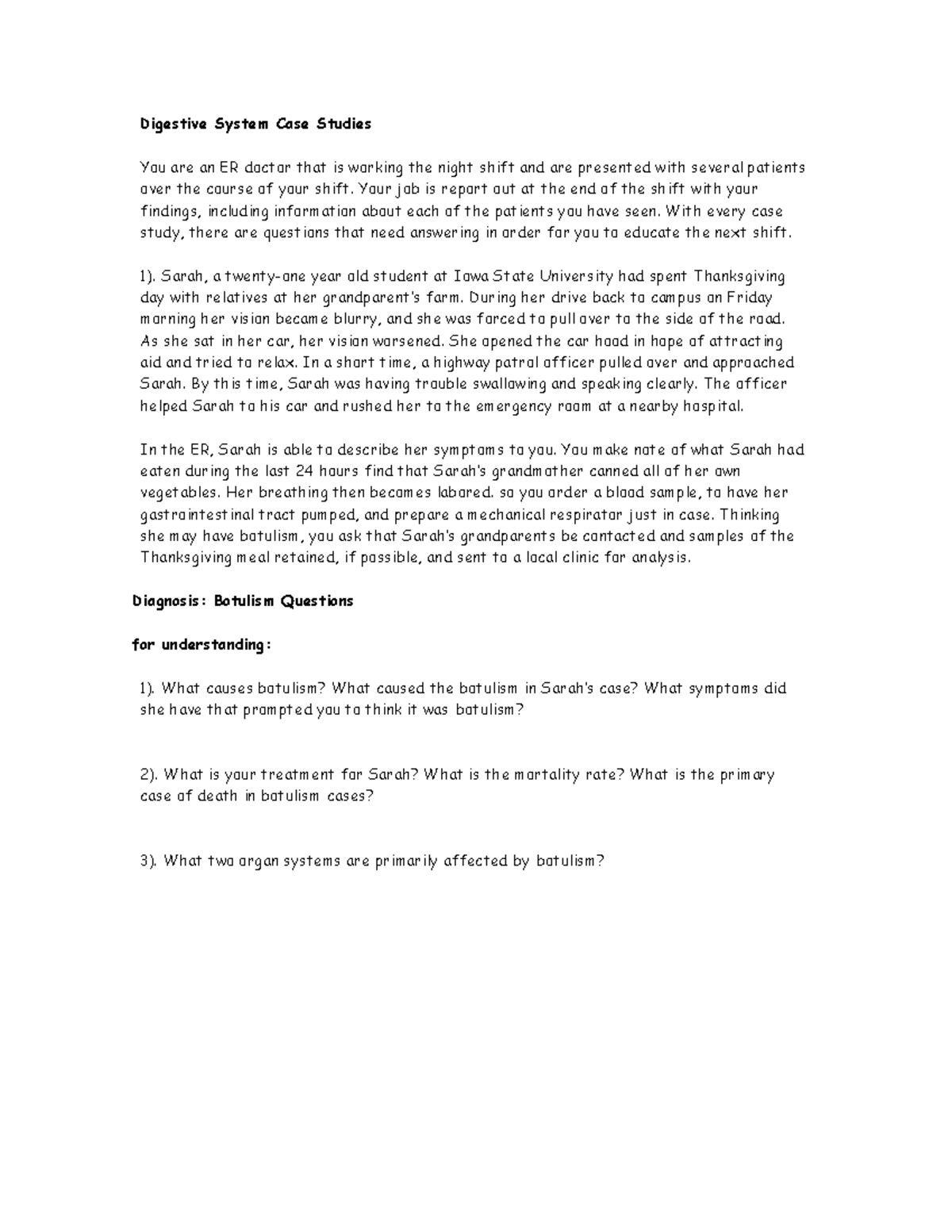 Digestive Case Studies-converted - Digestive System Case Studies You ...