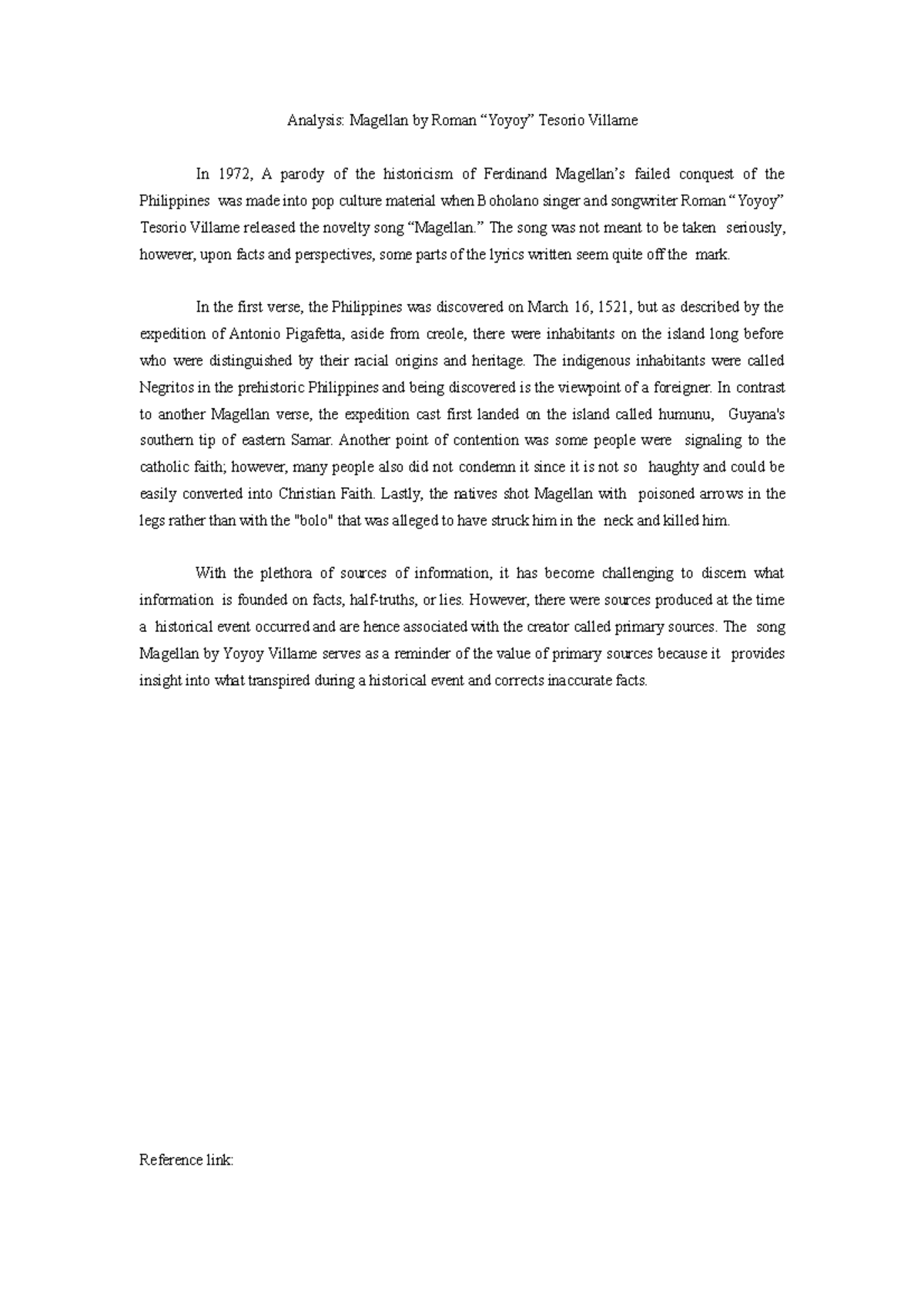 The Analysis of Magellan by Yoyoy Villame - Analysis: Magellan by Roman ...