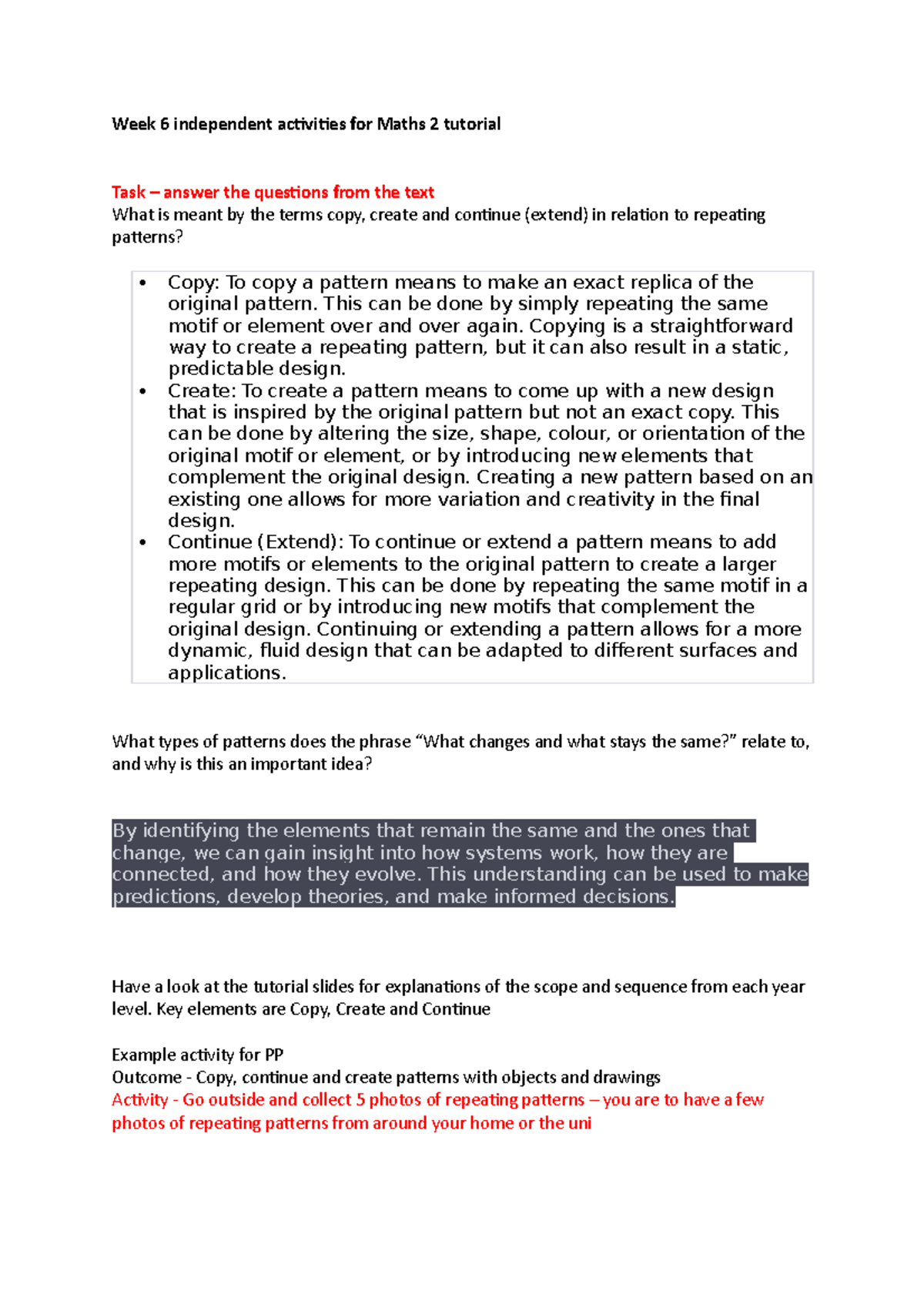 Independent Practice Activities Examples