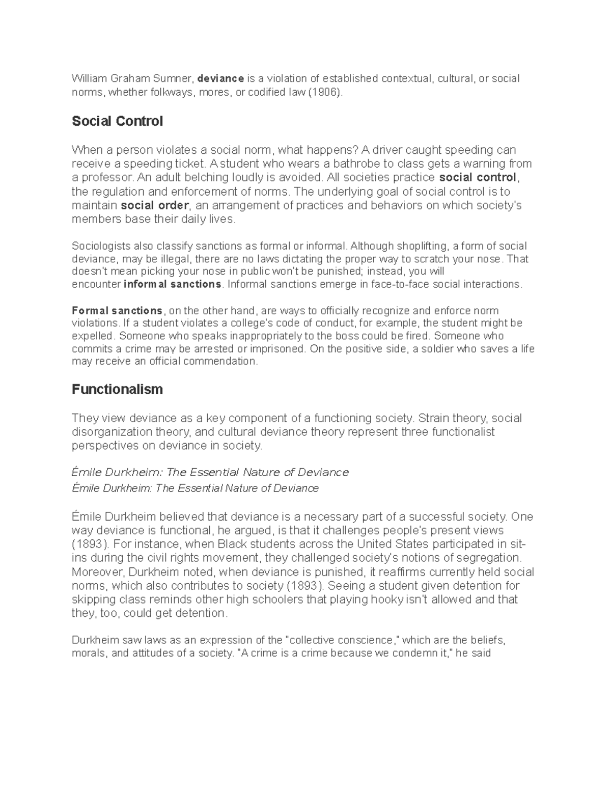 7 - Deviance, Crime, and Social Control Deviance is a more encompassing ...