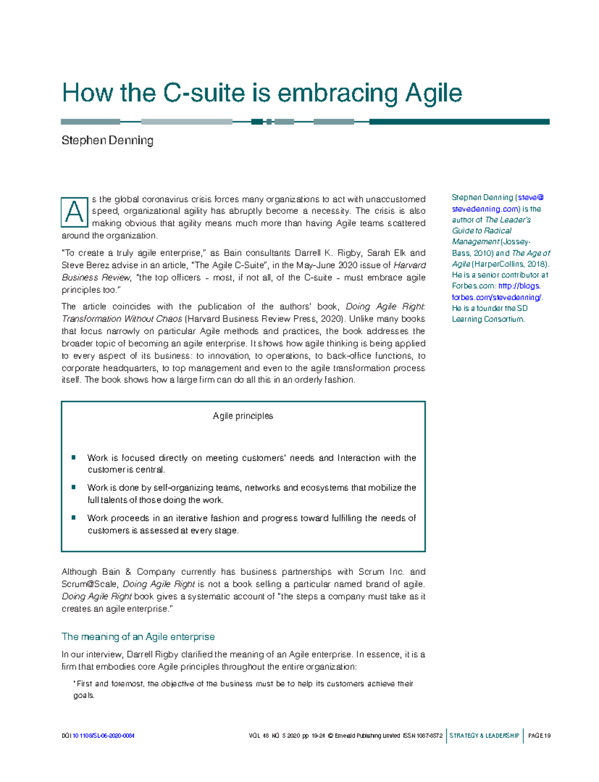 Denning, S. (2020). How the C-suite is embracing agile - How the C ...