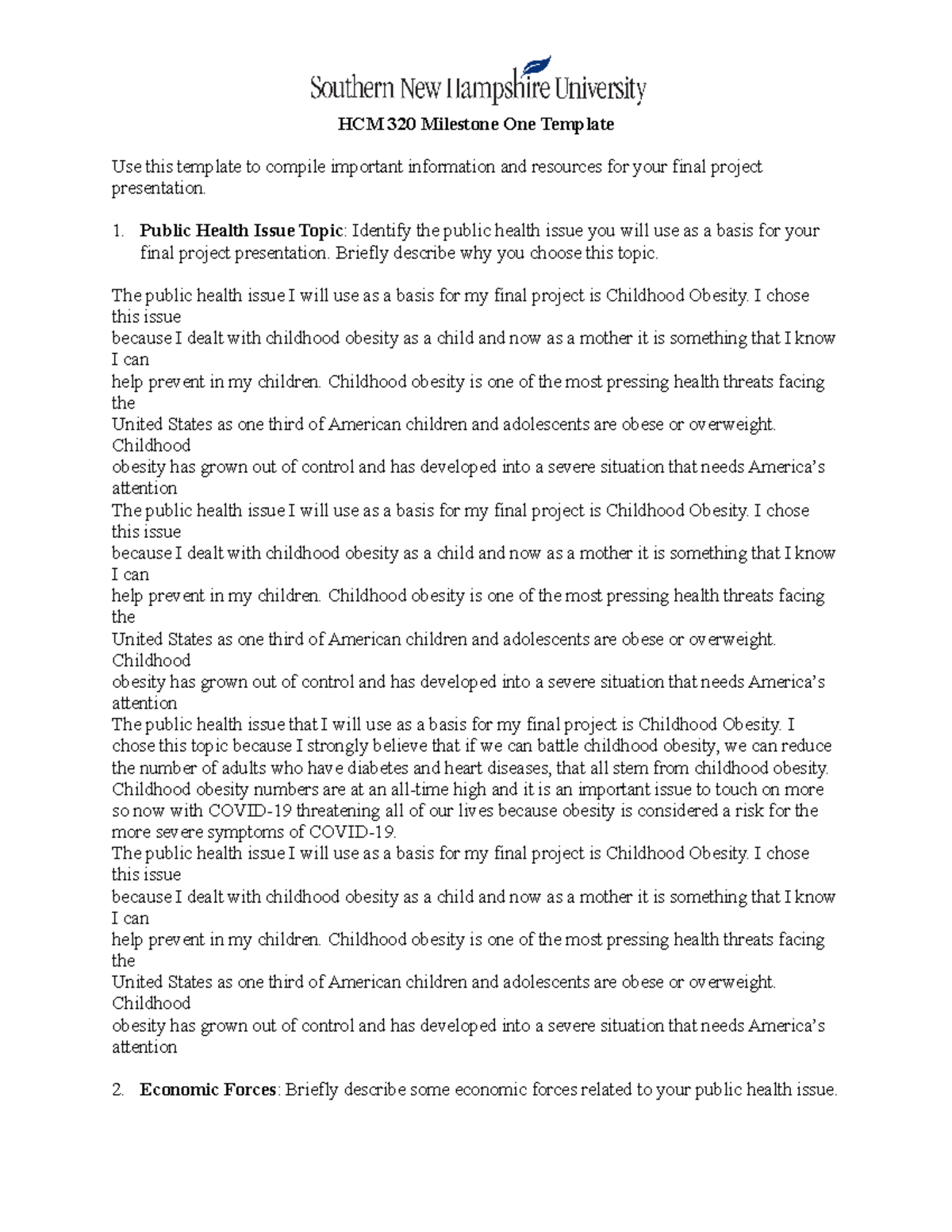 Milestone One - Public Health Issue Topic : Identify the public health ...