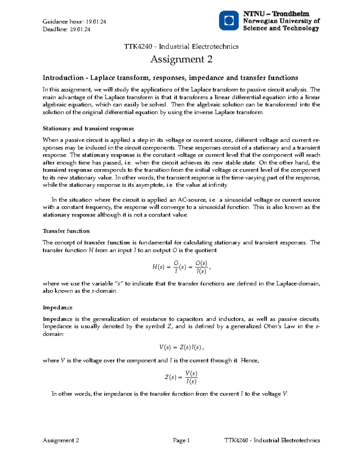 TTK4240 S24 assignment 2 solutions - Guidance hour: 19 .0 1 .2 4 ...