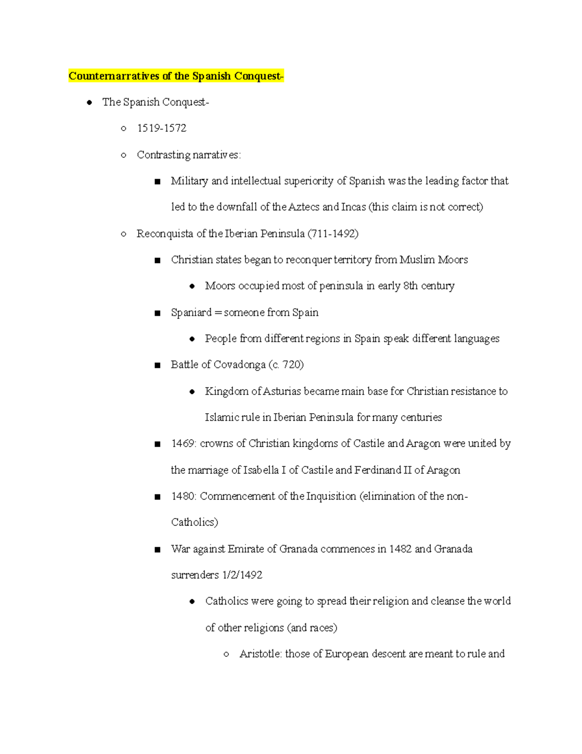 Midterm Notes - Fernando Calderon - Counternarratives of the Spanish ...