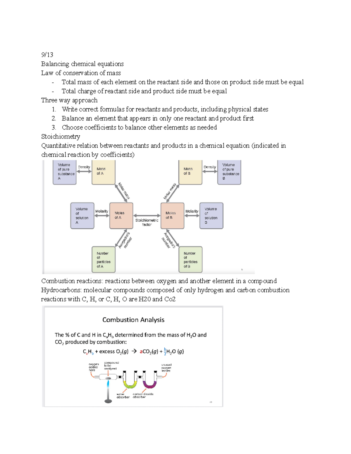 Chem 104 9/13 lecture notes - 9/ Balancing chemical equations Law of ...