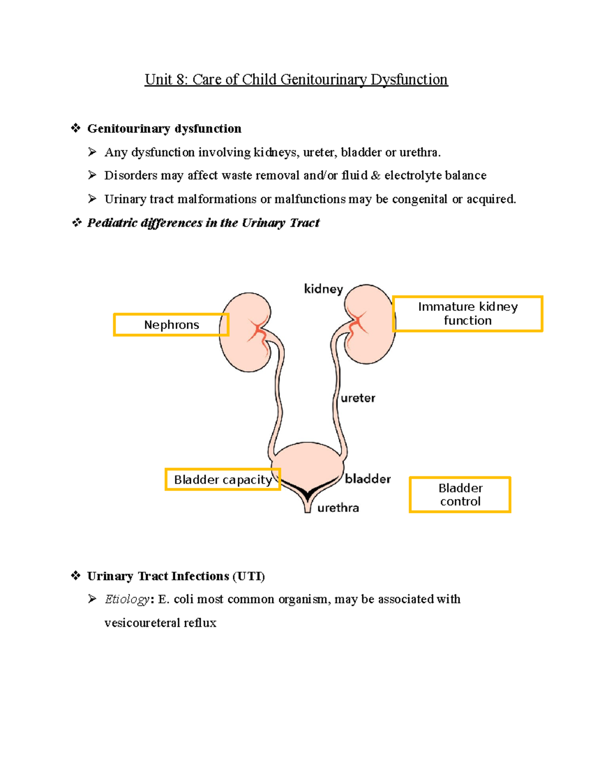 Unit 8-care of child GU - PEDS GU - Unit 8: Care of Child Genitourinary ...