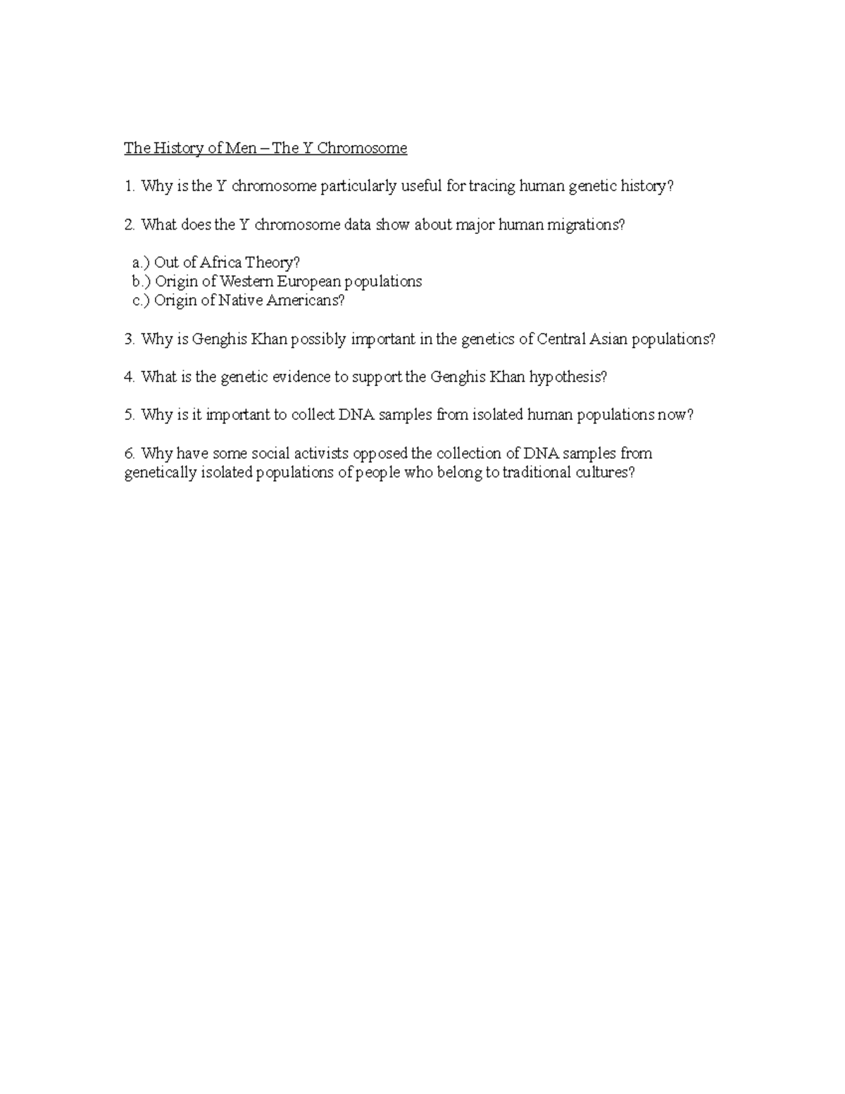 The History of Men-3 - Lecture notes 6 - The History of Men – The Y ...