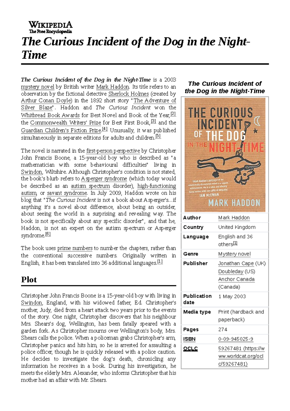 The Curious Incident of the Dog in the Night-Time - The Curious ...