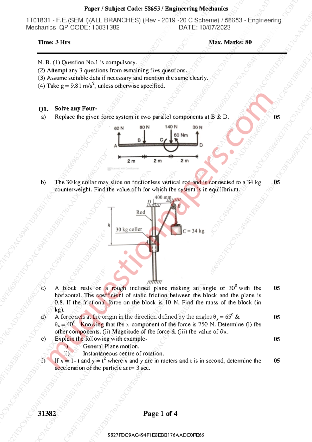 Be first-year-engineering semester-1 2023 may engineering-mechanics-emrev-2019 c-scheme - 31382 ...