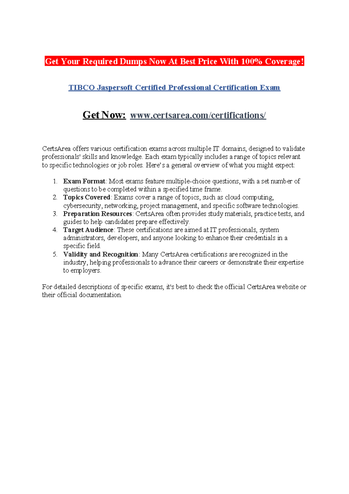 Tibco Jaspersoft Certified Professional Certification Exam - Get Your ...