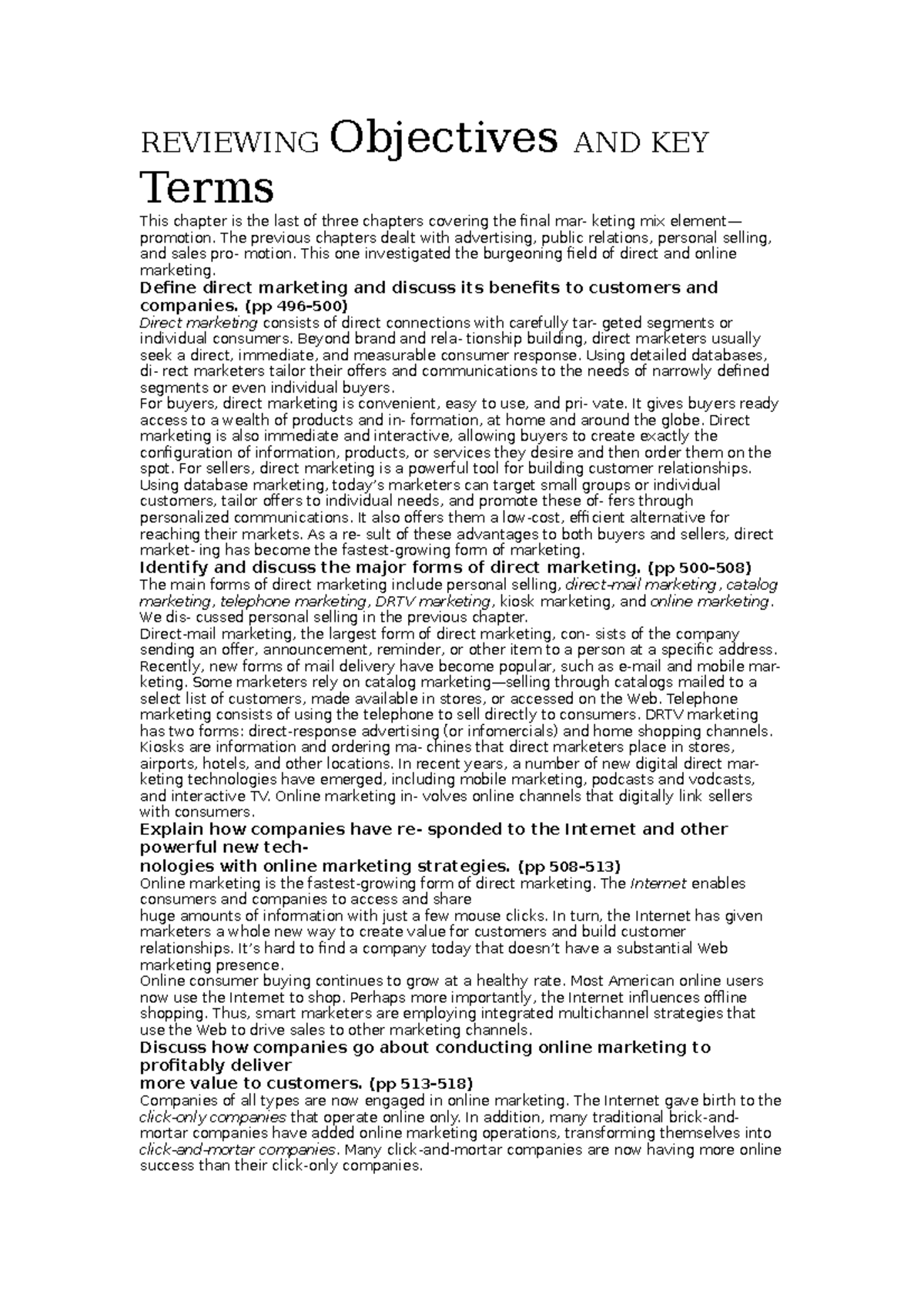 Chapter 17 Summary - ... - REVIEWING Objectives AND KEY Terms This chapter is the last of three ...