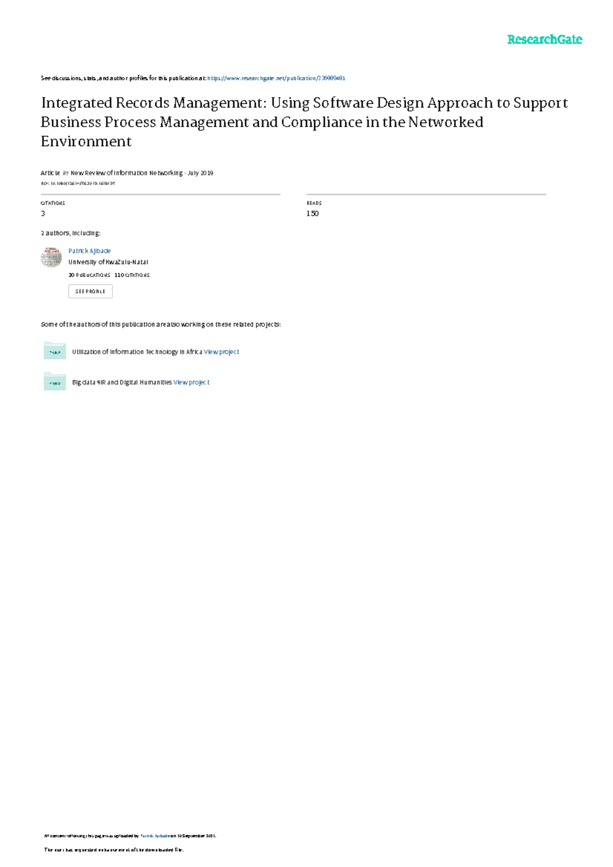 Article 1 AND Article 2 - IMR652 Assessment 2018management business ...