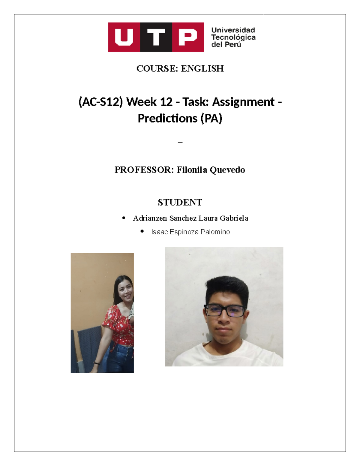 Ta3 ingles 02 - (AC-S14) Week 14 - Task: Assignment - Staying healthy (PA) - COURSE: ENGLISH ...