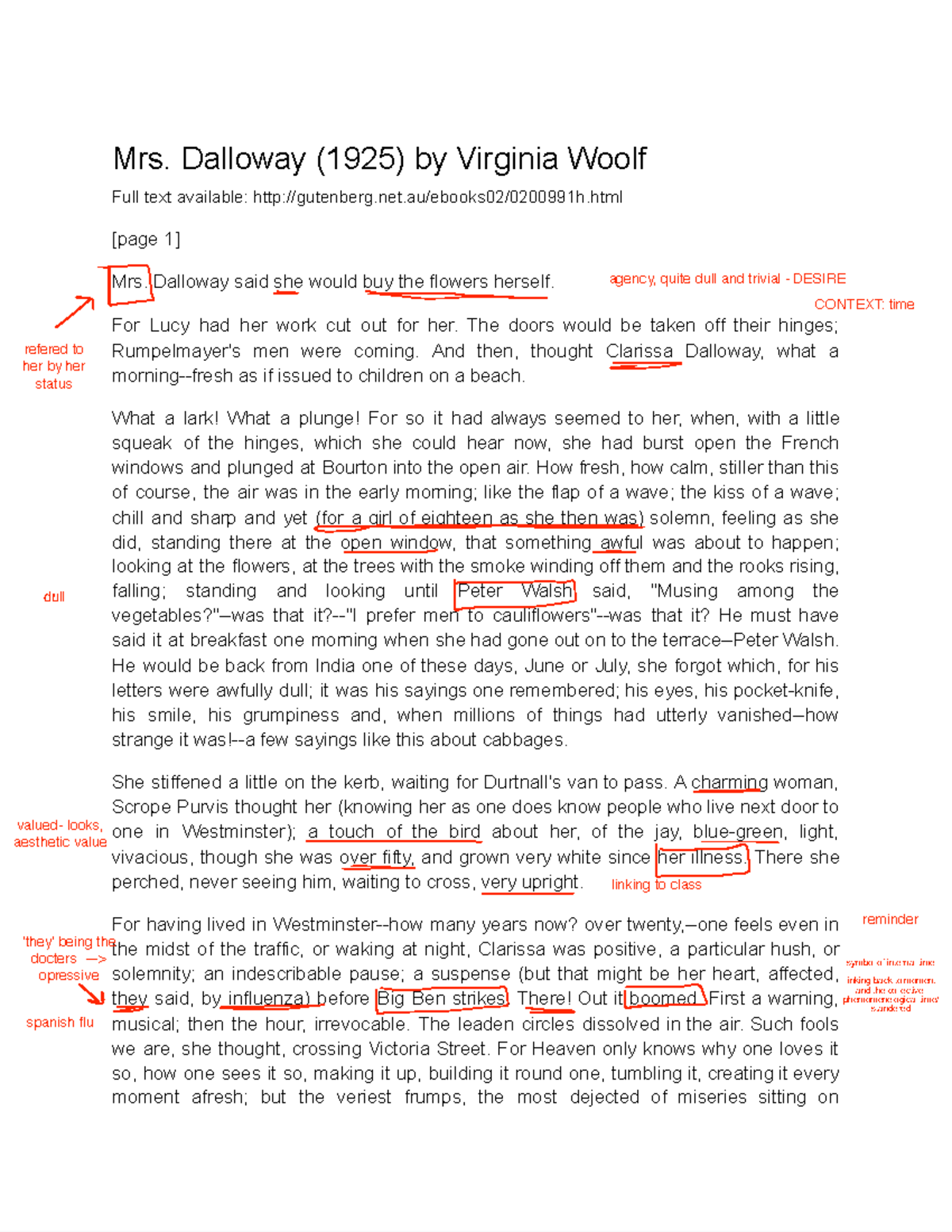 V.Woolf Mrs Dalloway opening - Mrs. Dalloway (1925) by Virginia Woolf ...