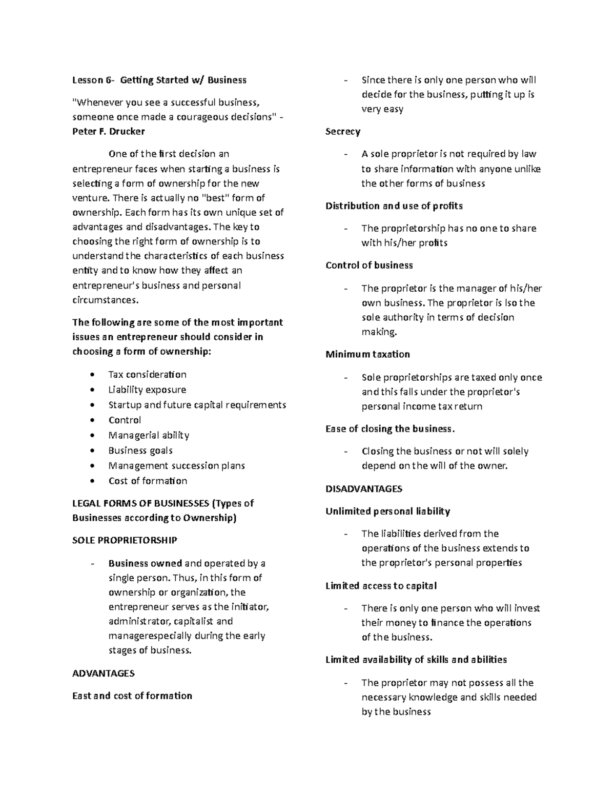 EM Lesson 6 - entrep - Lesson 6- Ge琀񐀀ng Started w/ Business "Whenever ...