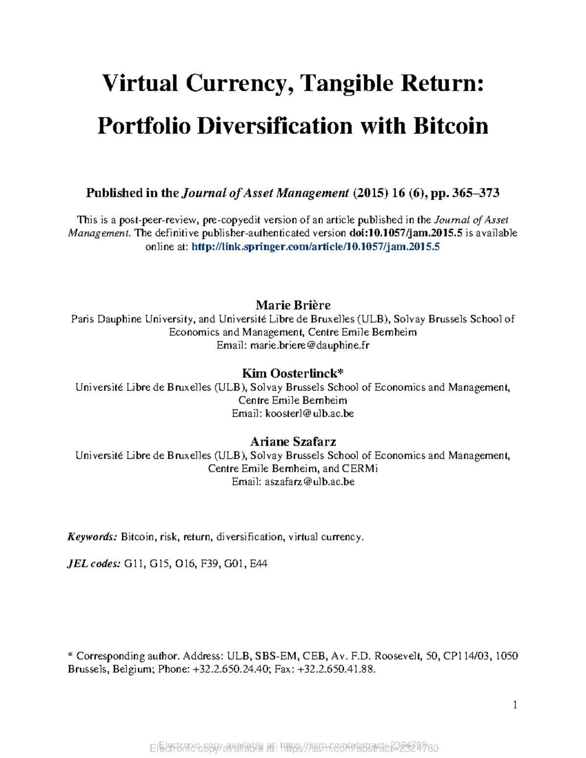 Virtual Currency, Tangible Return Portfolio Diversification with ...