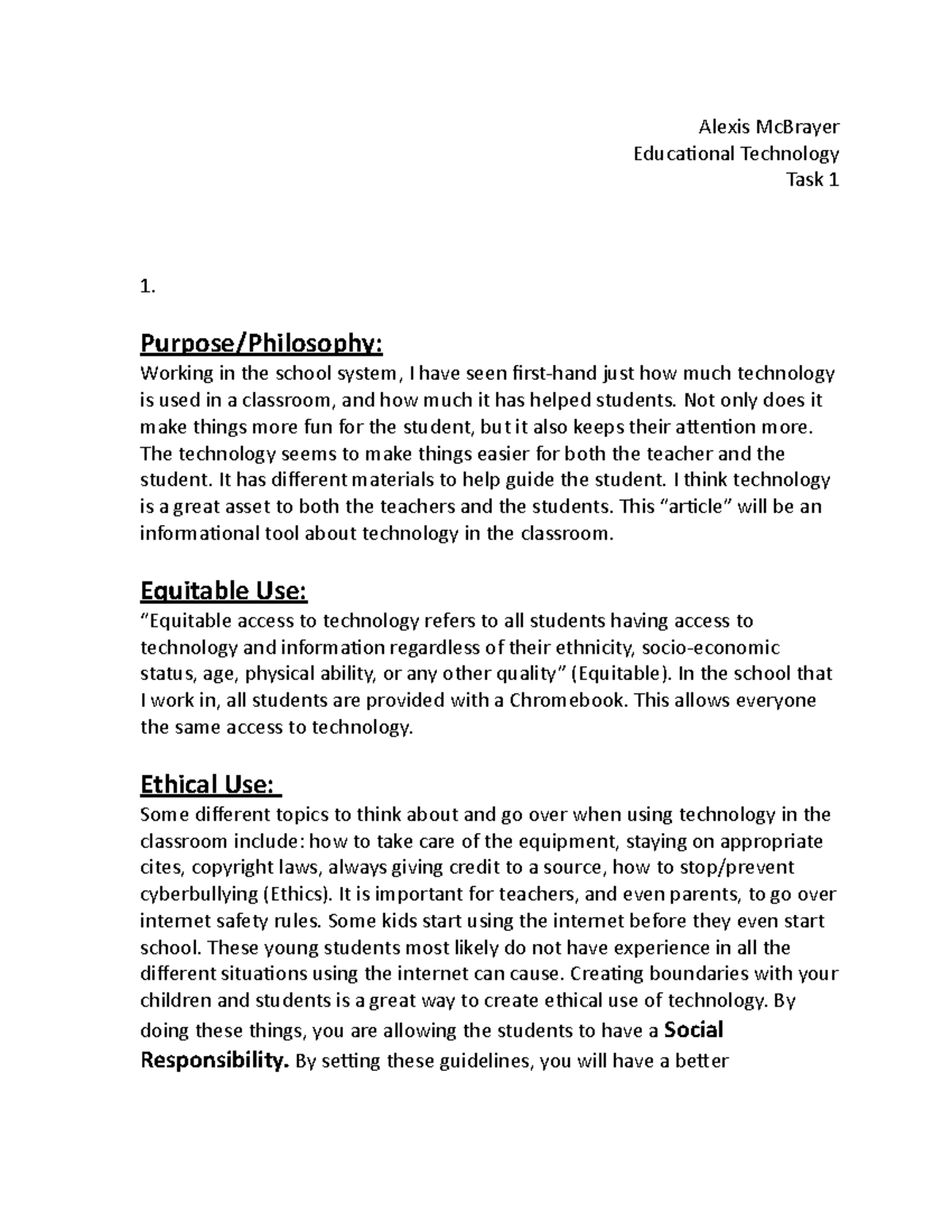 Educational technology, task 1 - Alexis McBrayer Educational Technology ...