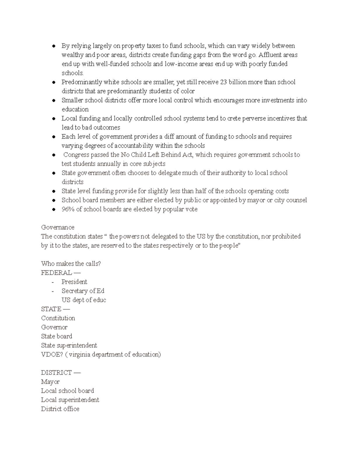 Week 5- School governance - By relying largely on property taxes to ...