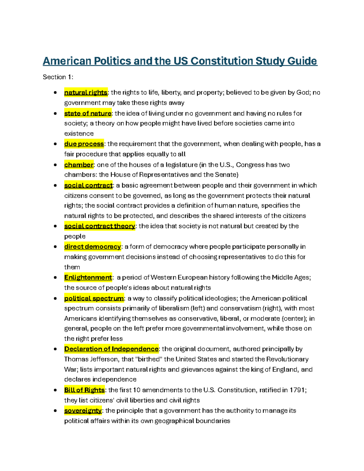 American Politics and the US Constitution Study Guide - , Congress has ...