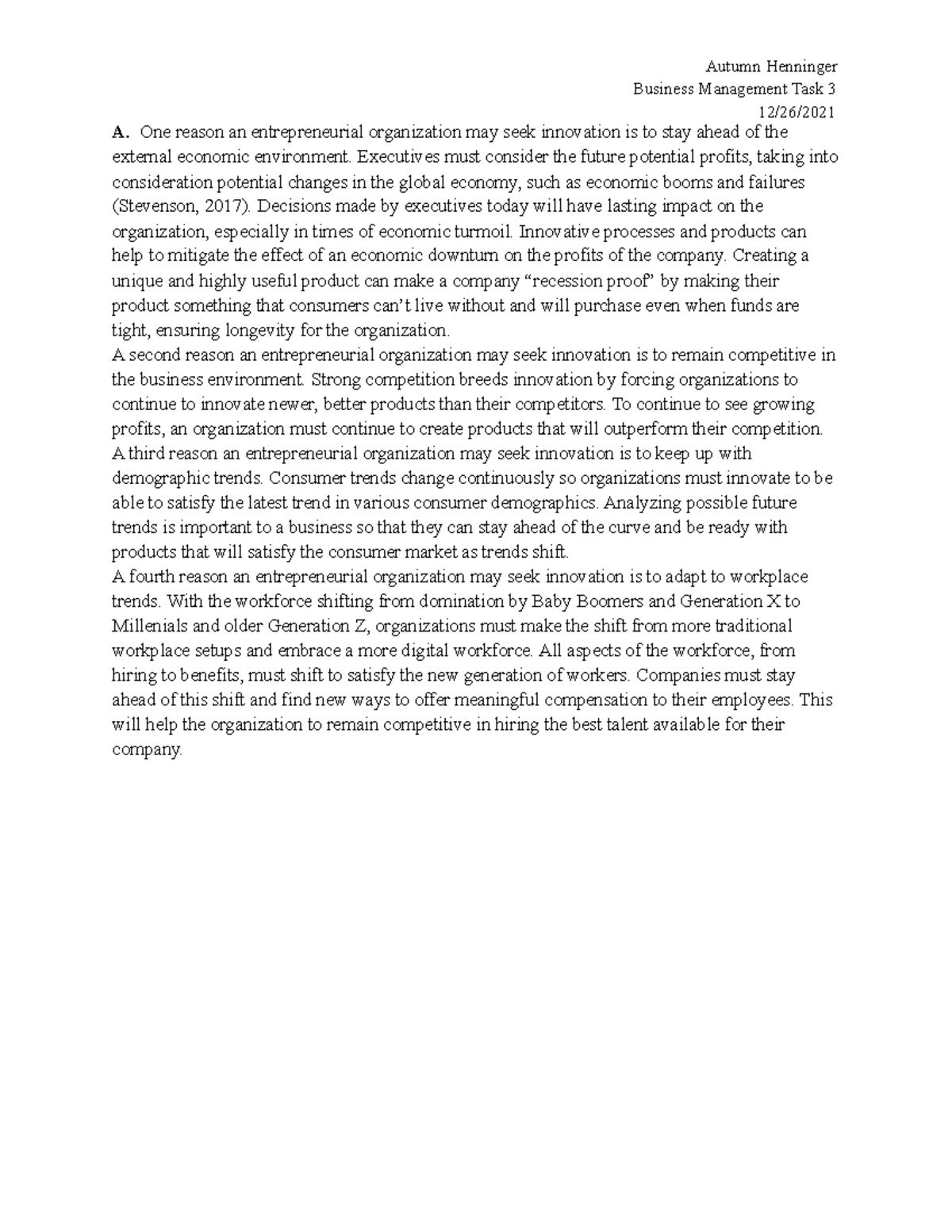 Business Management Task 3 wgu qht1 business management - Autumn ...