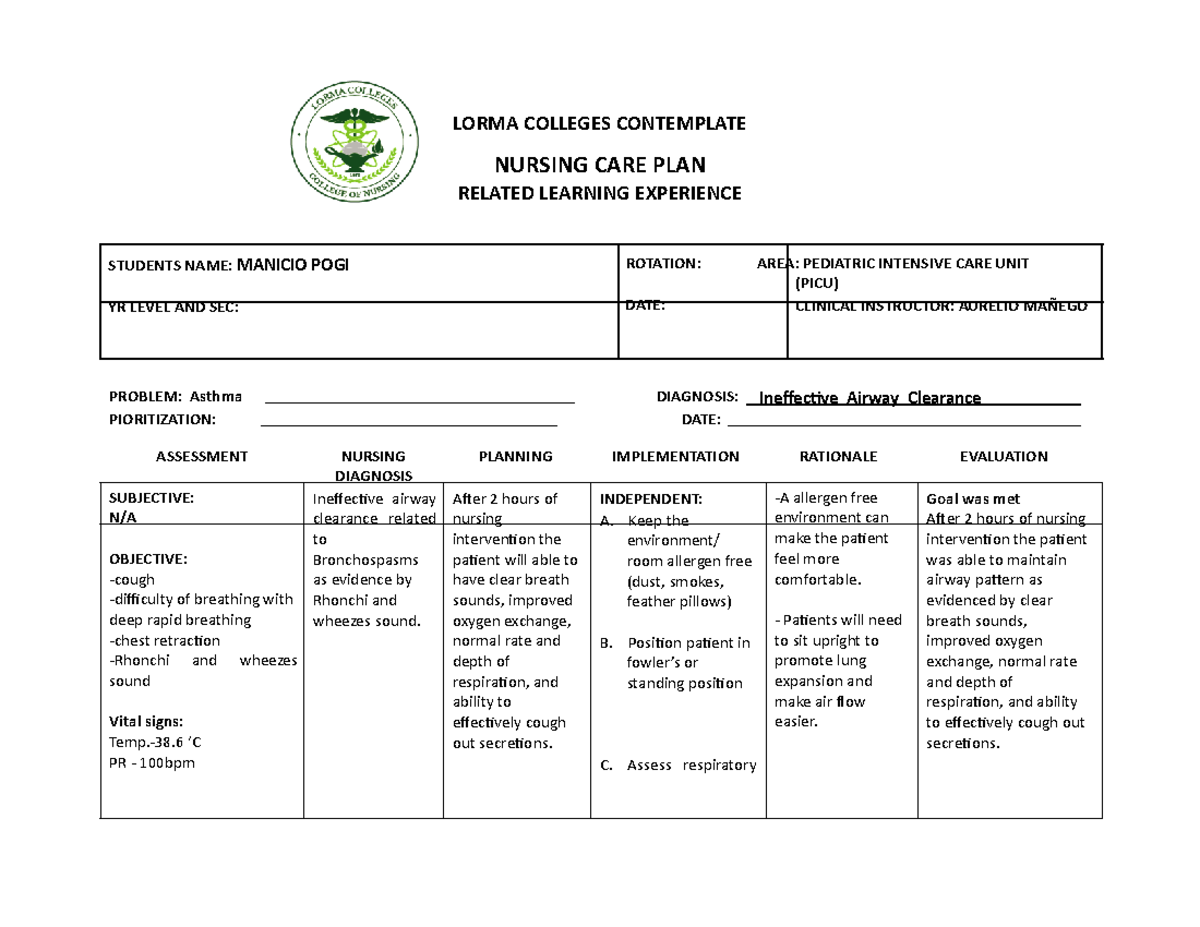 NCP - Ncp - Nursing - Studocu