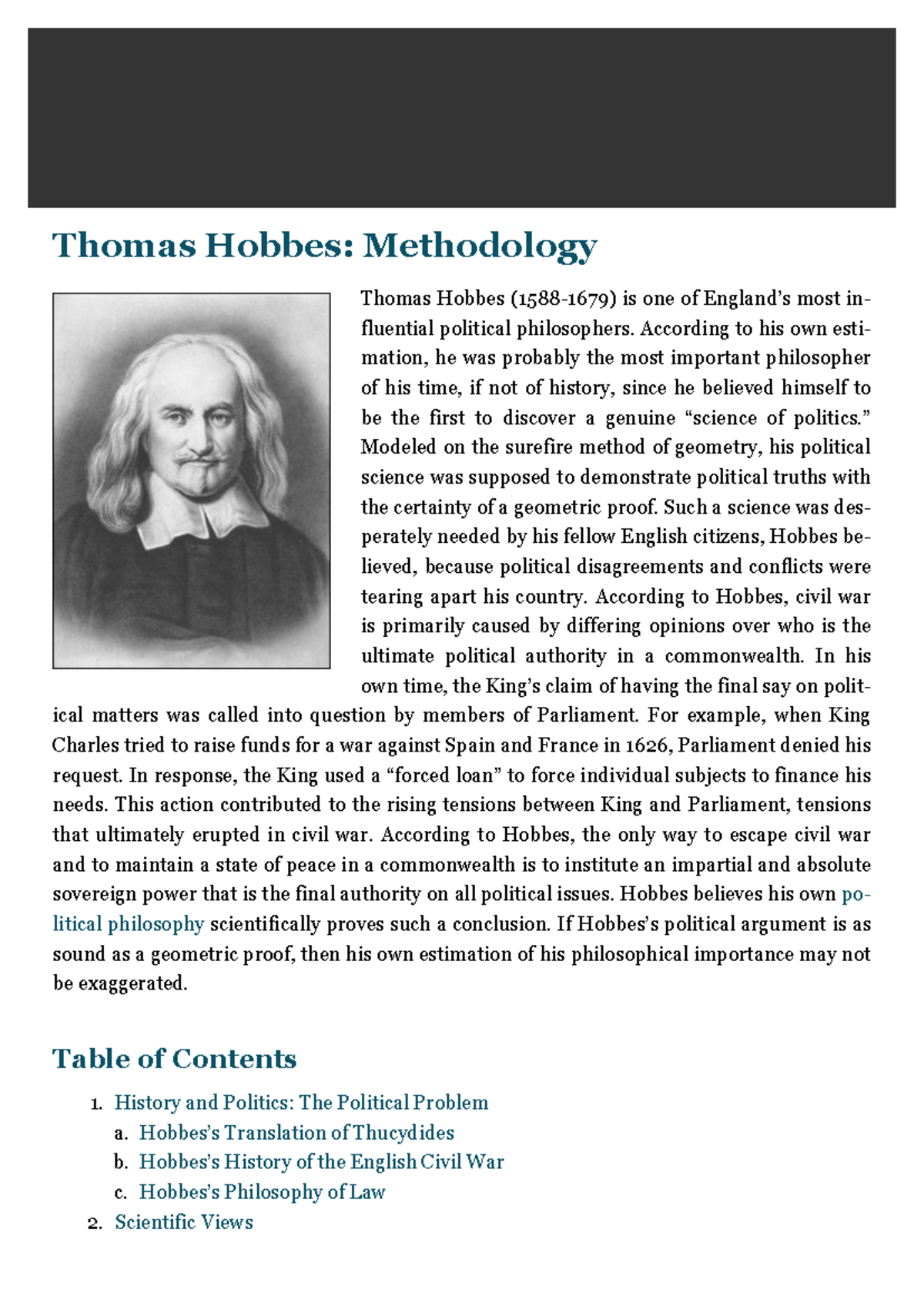 Hobbes - According to his own esti- mation, he was probably the most ...