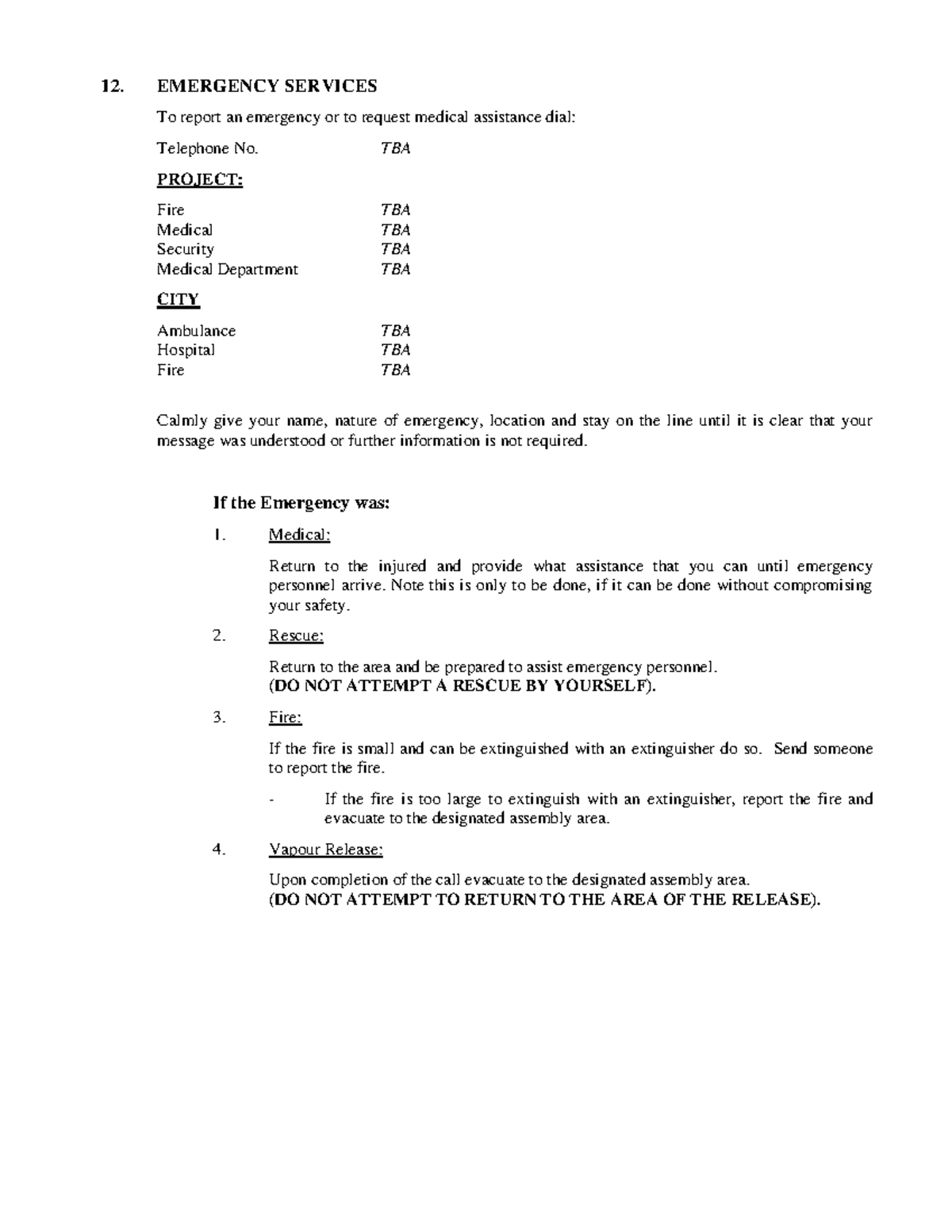 12-Emergency Services - 12. EMERGENCY SERVICES To report an emergency ...