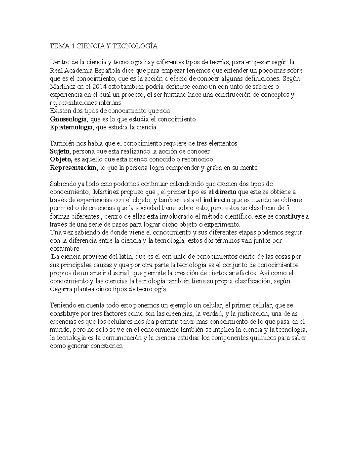 TEMA 1, Actividad 1 - TEMA 1 CIENCIA Y TECNOLOGÍA Dentro de la ciencia ...