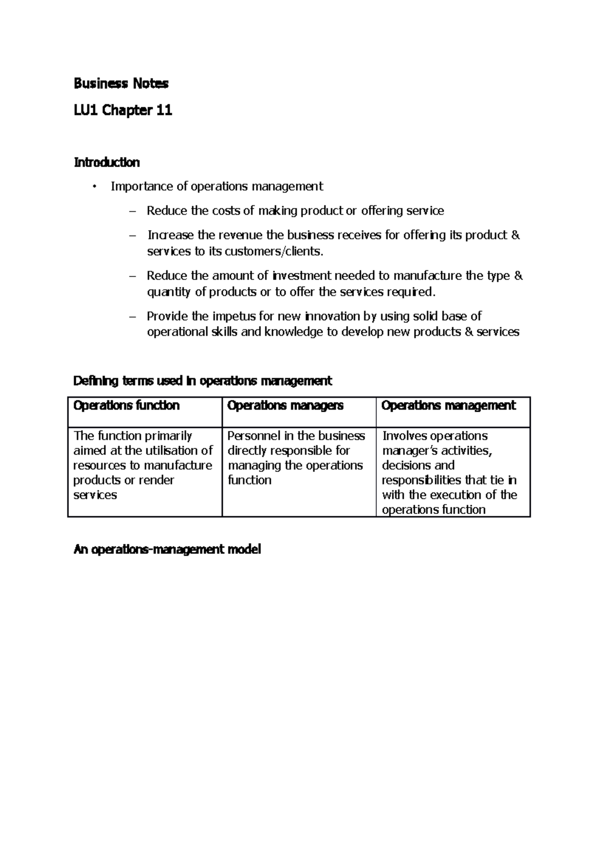 Business Notes - Summary of the book and my own understanding ...