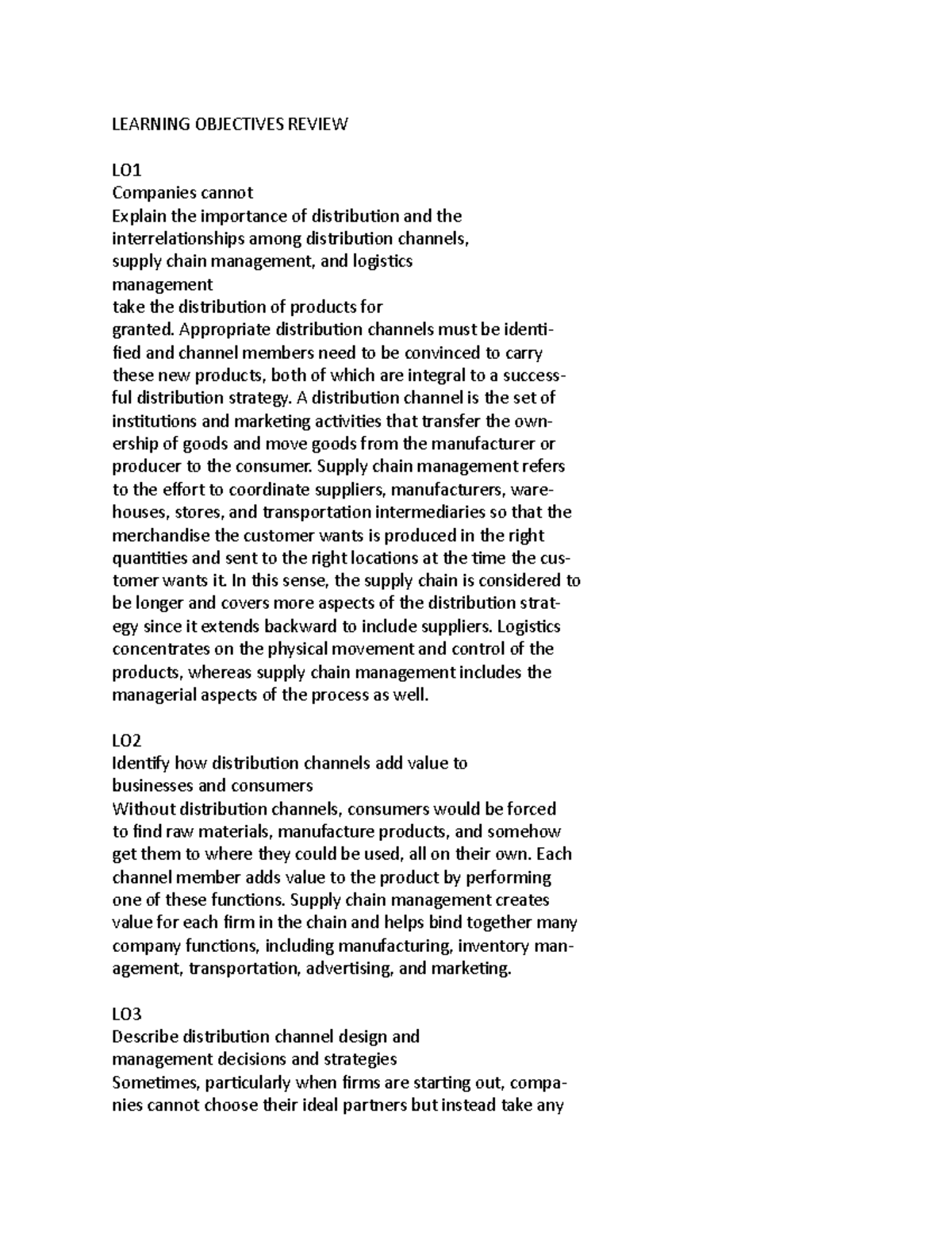 Learning Objectives Review 13 - LEARNING OBJECTIVES REVIEW LO Companies ...