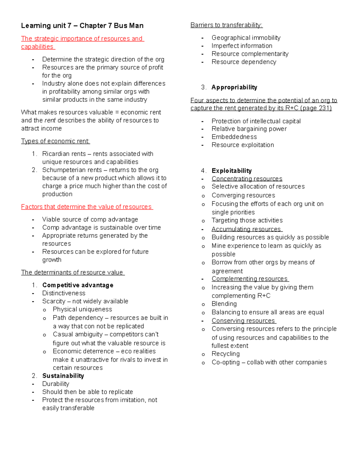 Learning unit 7 Notes - Learning unit 7 – Chapter 7 Bus Man The ...