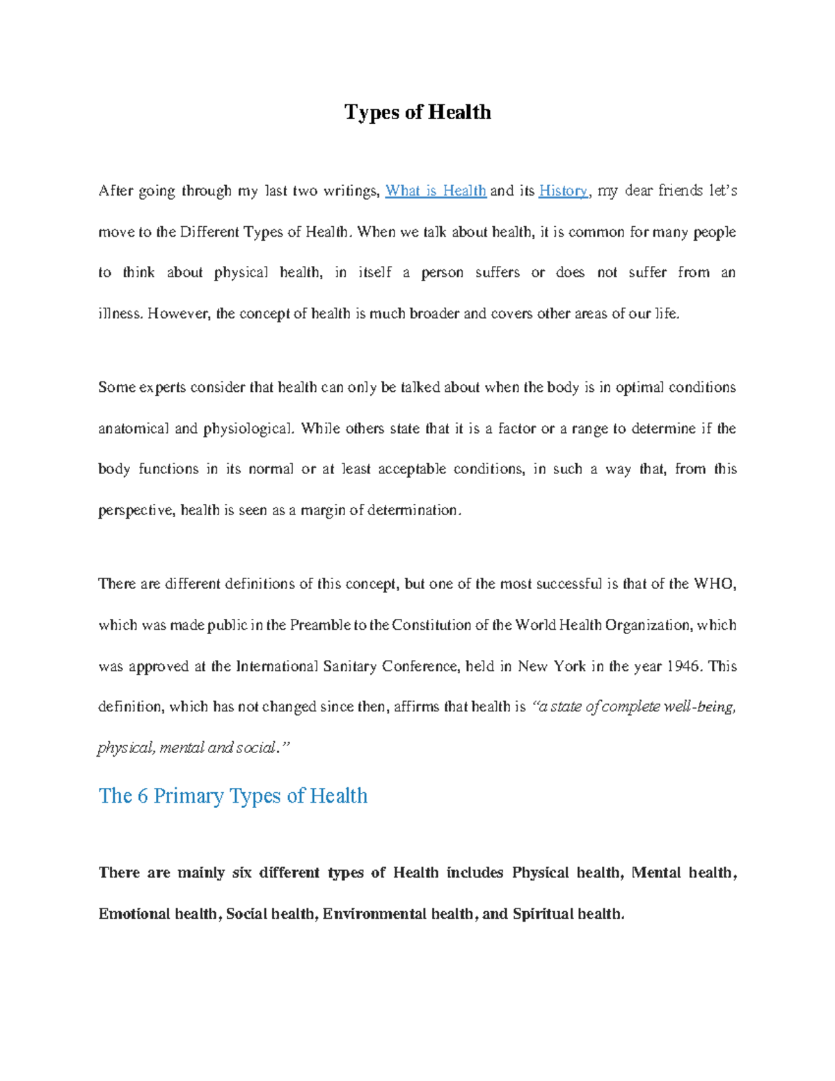 Types OF Health Final - Hsndndndnf - Types of Health After going ...